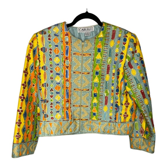 Carlisle | Jackets & Coats | Carlisle Vintage Multicolor Geometric Bead ...